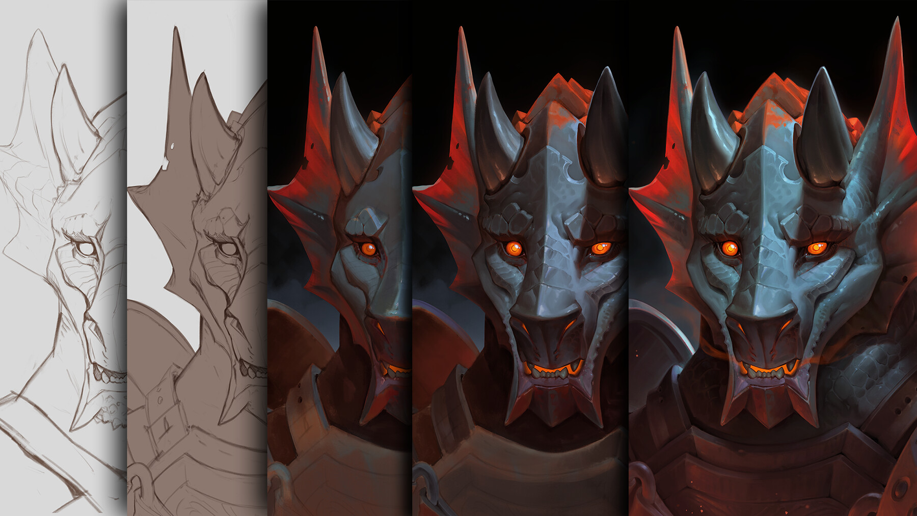 ArtStation - Dragonborn Portrait - Painting process | Tutorials