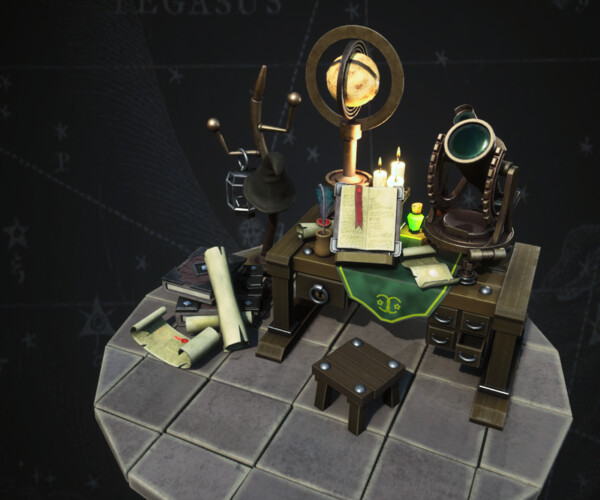 ArtStation - Blender to Unreal Engine 5 Stylized Wizards Astronomy Desk ...