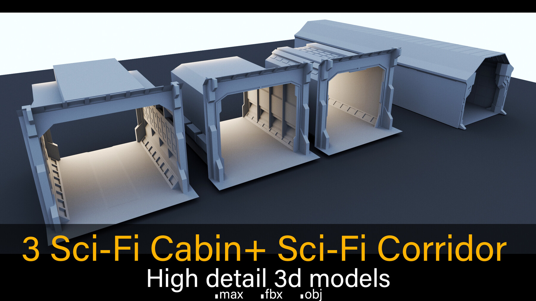 ArtStation - 3 Sci-Fi Cabins & A Corridor- High detail 3d models | Resources