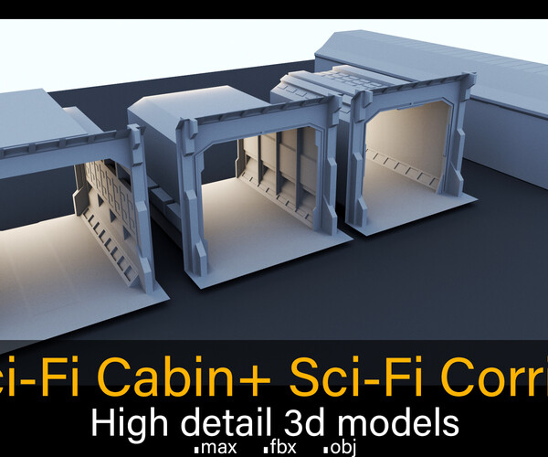 ArtStation - 3 Sci-Fi Cabins & A Corridor- High detail 3d models | Resources