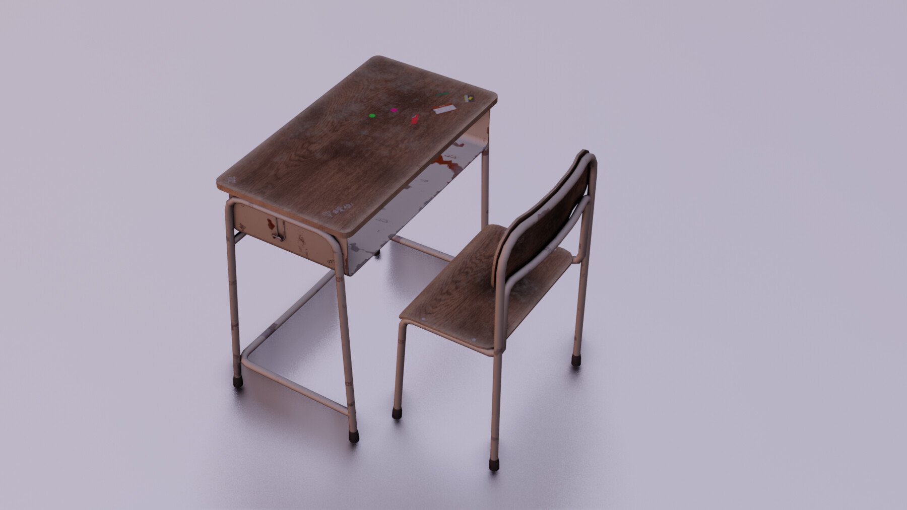 ArtStation - SCHOOL DESK AND CHAIR GAME READY LOW POLY | Game Assets