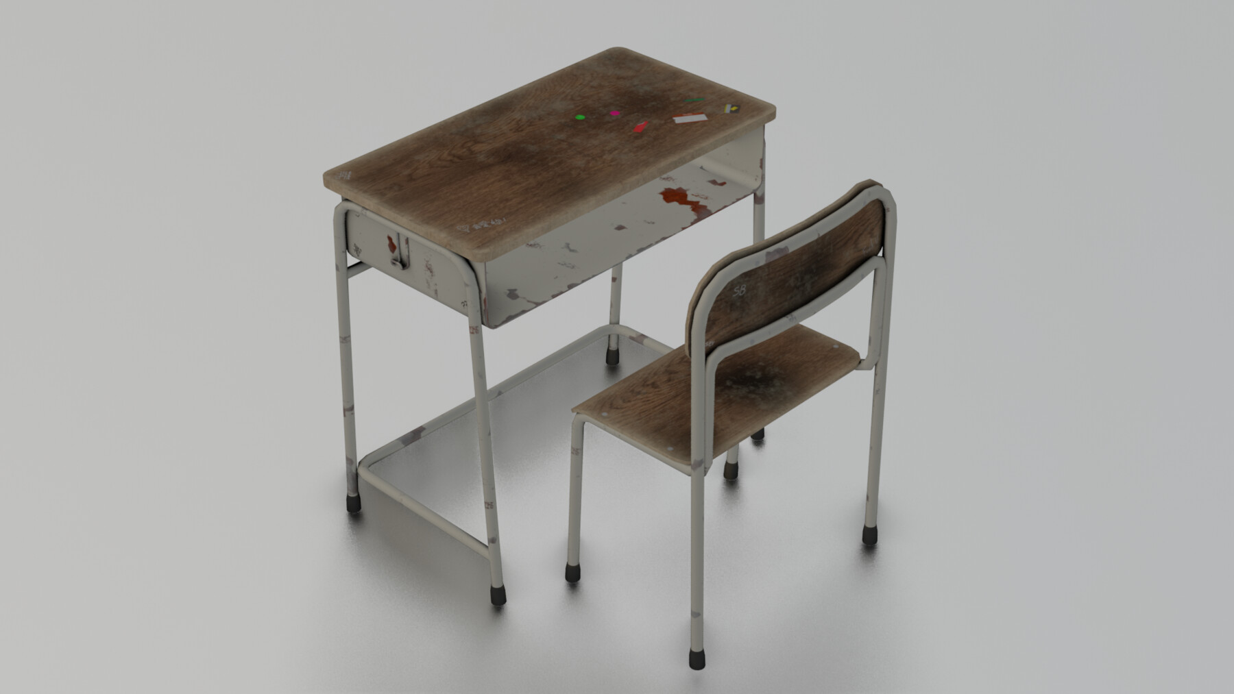 ArtStation - SCHOOL DESK AND CHAIR GAME READY LOW POLY | Game Assets