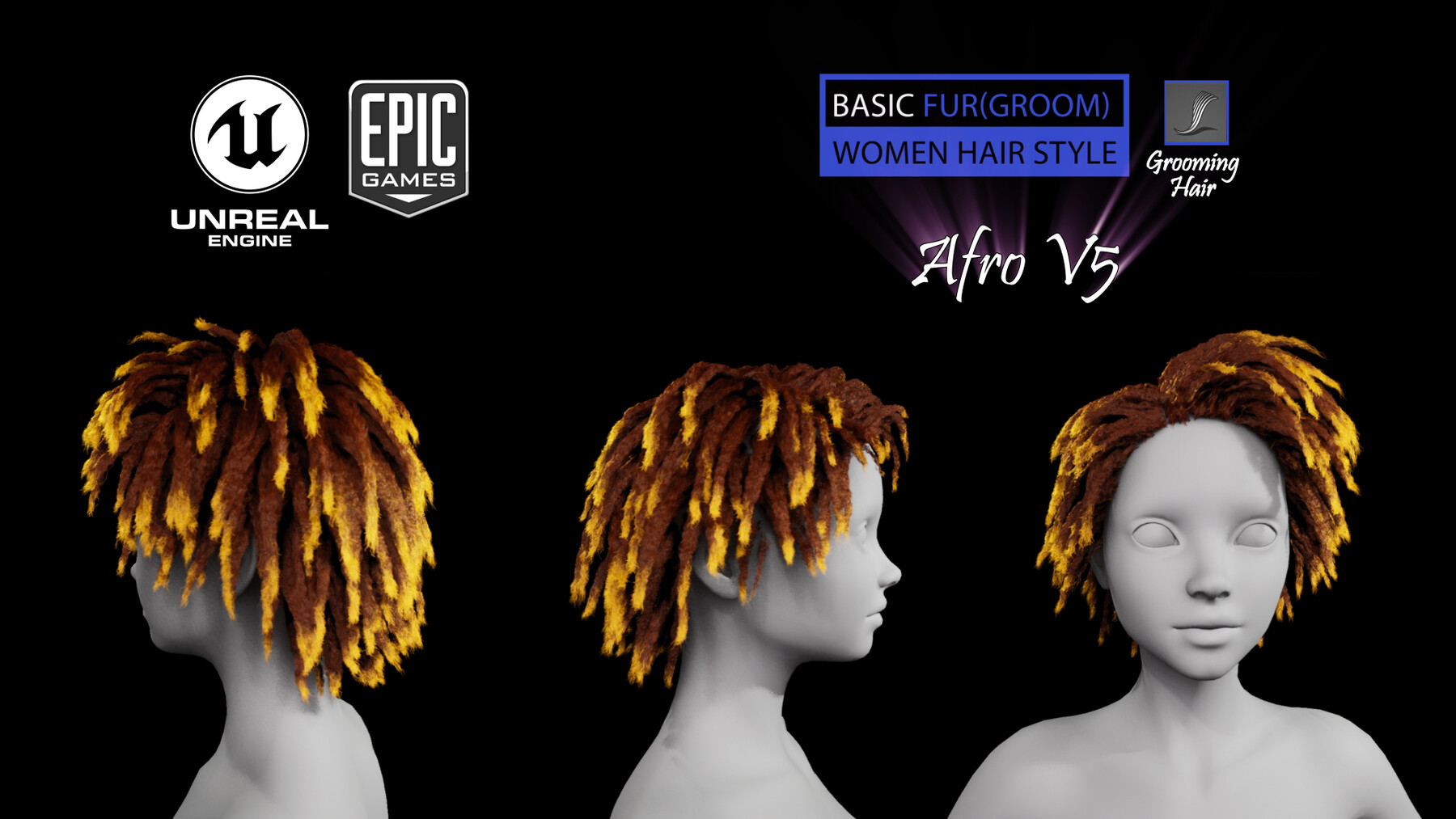 ArtStation - Afro V5 Groom UE | Game Assets