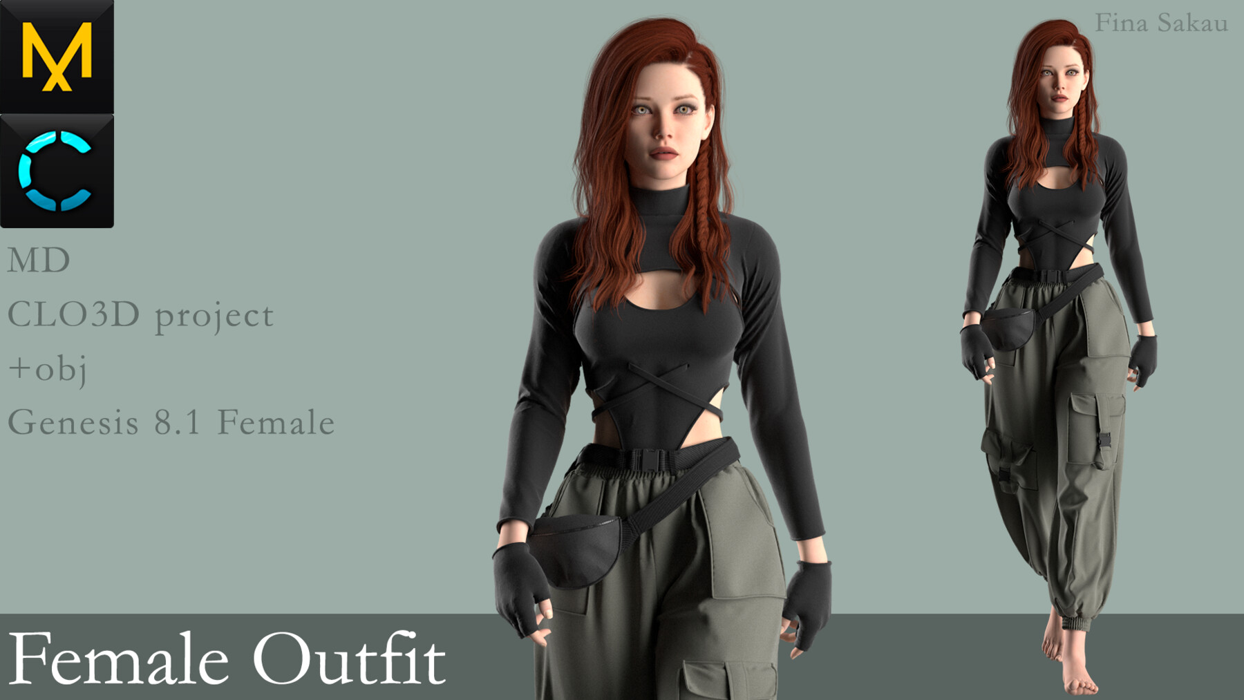 ArtStation - Female Outfit #9. Marvelous Designer / Clo 3D project +obj ...