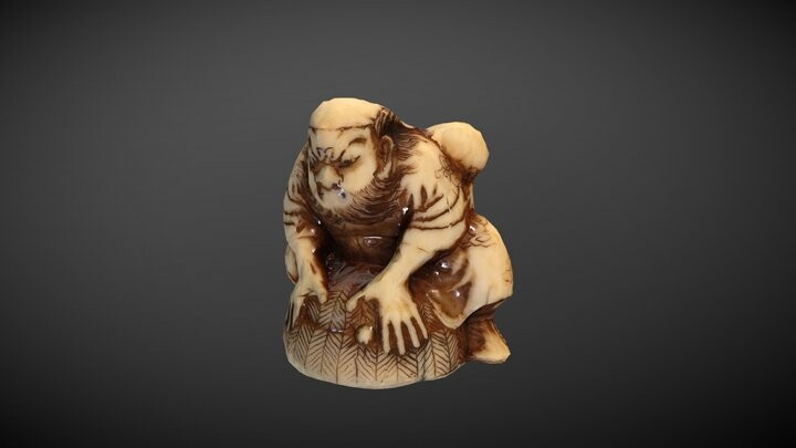 ArtStation - Netsuke of a Shoki capturing a demon with his hat | Game ...
