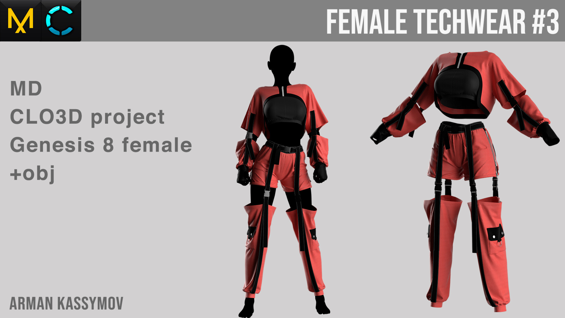 ArtStation - Female TechWear#3 Marvelous Designer Project | +.obj ...