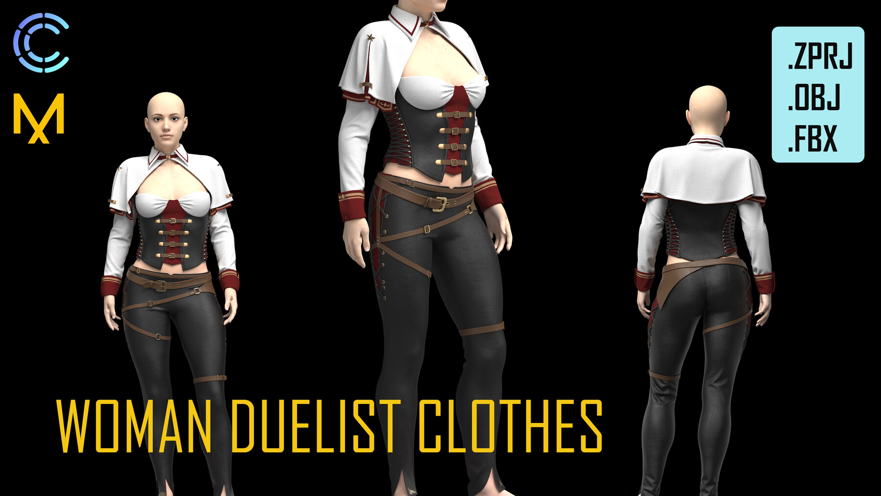 ArtStation - WOMAN DUELIST CLOTHES. Marvelous Designer , Clo 3D project | Game Assets