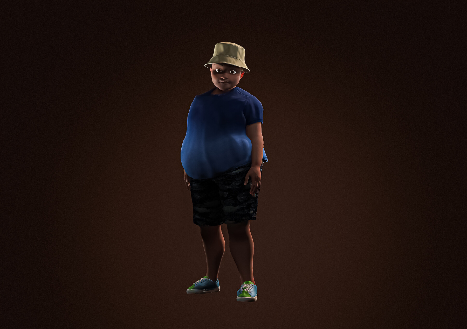 ArtStation - High Quality Cartoon African American Fat Boy | Game Assets