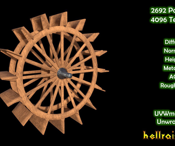 ArtStation - Water Wheel - PBR - Textured | Game Assets