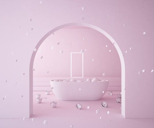 ArtStation - Pink interior scene arch wall with tub | Resources