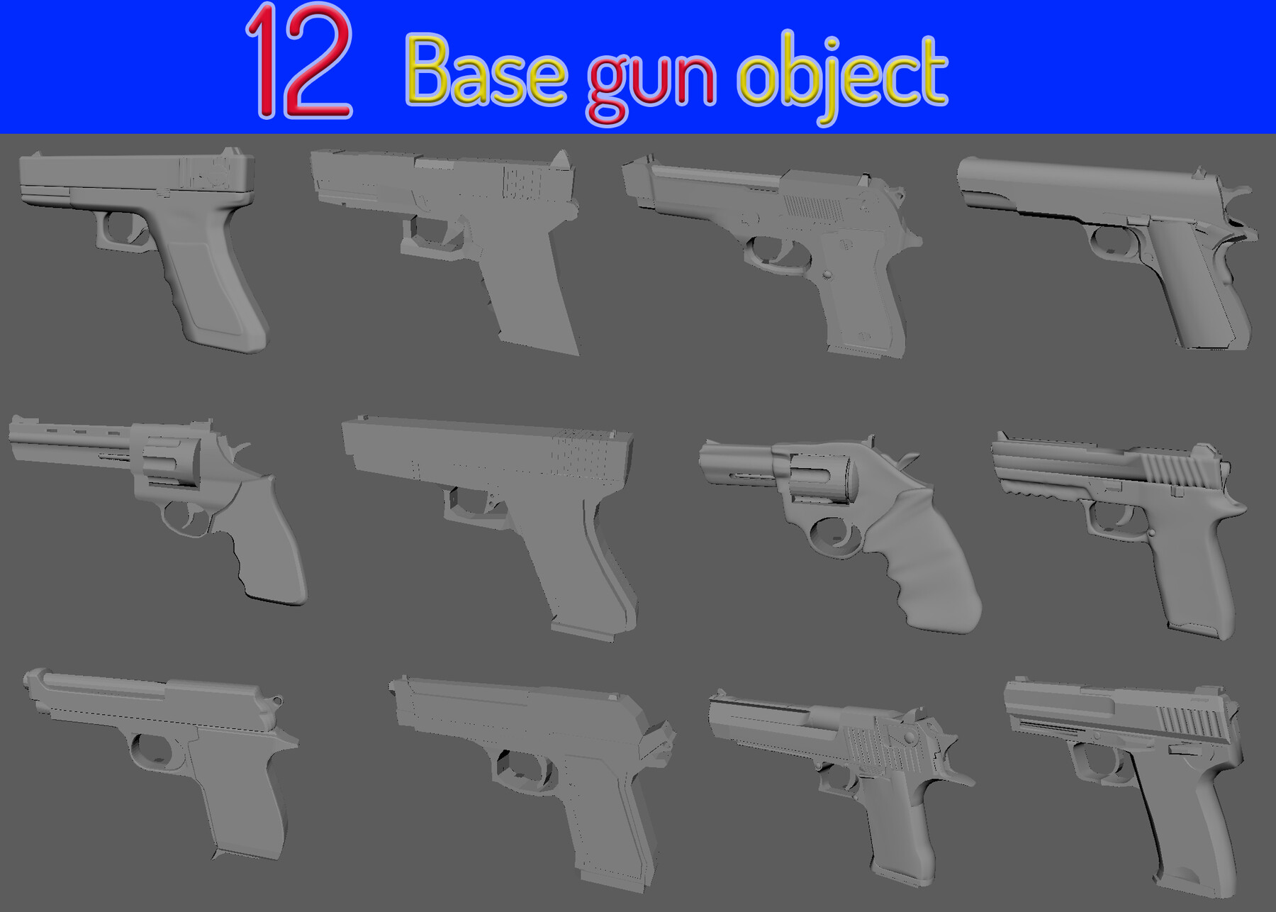 ArtStation - 12 pistol gun object | Resources