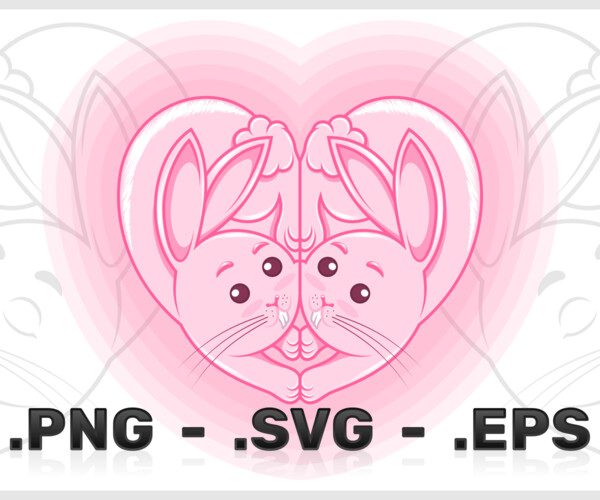 ArtStation - Vector Design Of Rabbits In The Shape Of A Heart | Artworks