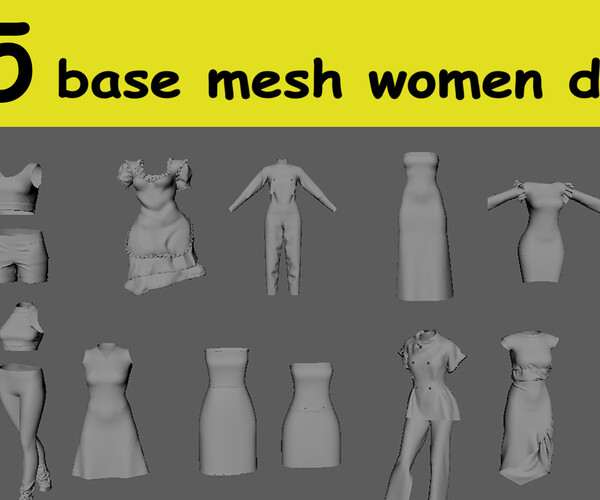 ArtStation - 15 base mesh women dress | Resources