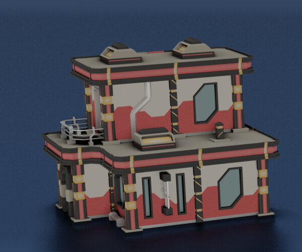 ArtStation - SCI FI BUILDING GAME READY LOW POLY | Game Assets
