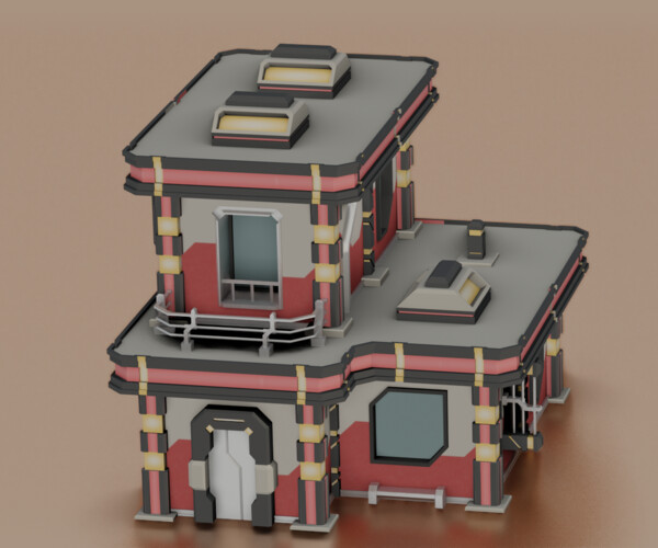 ArtStation - SCI FI BUILDING GAME READY LOW POLY | Game Assets