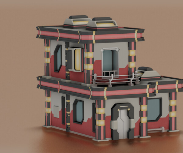 ArtStation - SCI FI BUILDING GAME READY LOW POLY | Game Assets