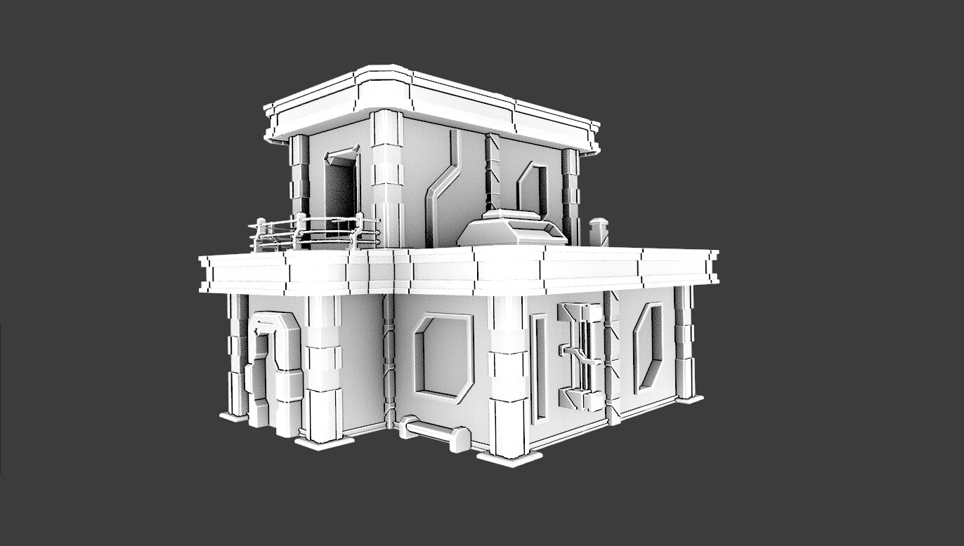 ArtStation - SCI FI BUILDING GAME READY LOW POLY | Game Assets