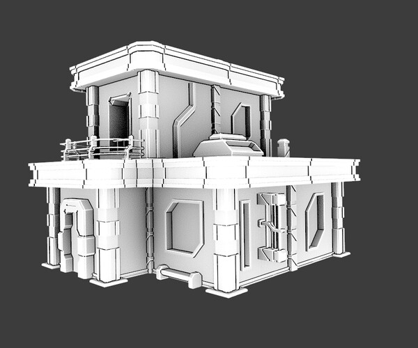 ArtStation - SCI FI BUILDING GAME READY LOW POLY | Game Assets