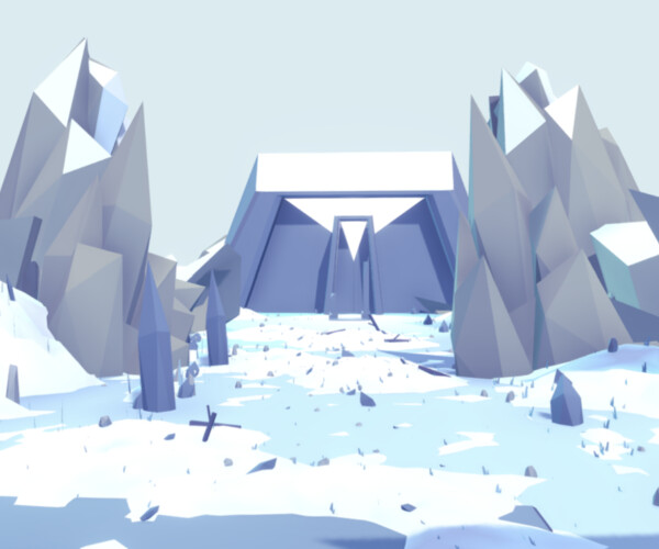 ArtStation - A door in snow - Low poly stylized environment | Game Assets