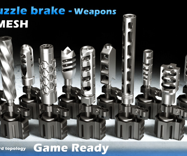 ArtStation - 30 Muzzle Brake (weapons)-Base Mesh-vol 02 | Resources