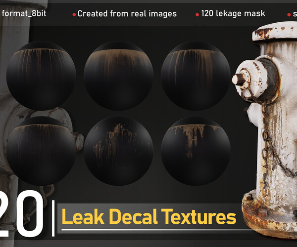 ArtStation - 120 Leak Decal Textures -vol .01 | Brushes