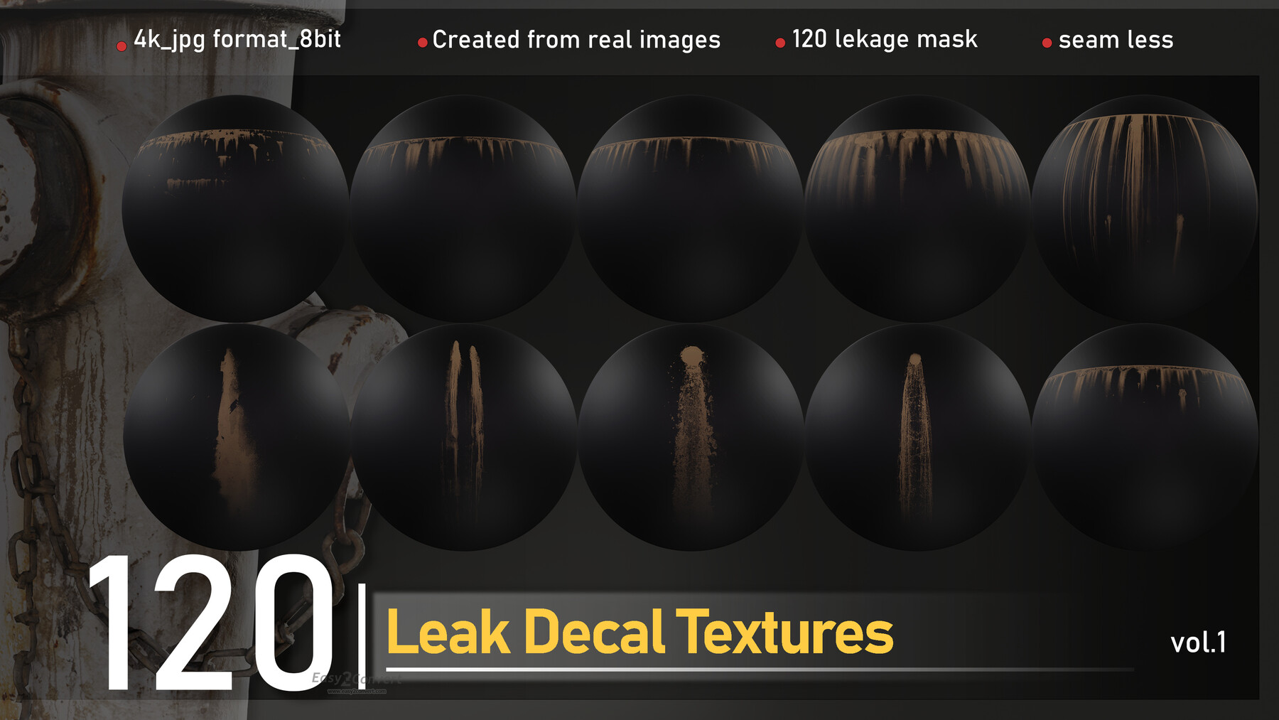 ArtStation - 120 Leak Decal Textures -vol .01 | Brushes