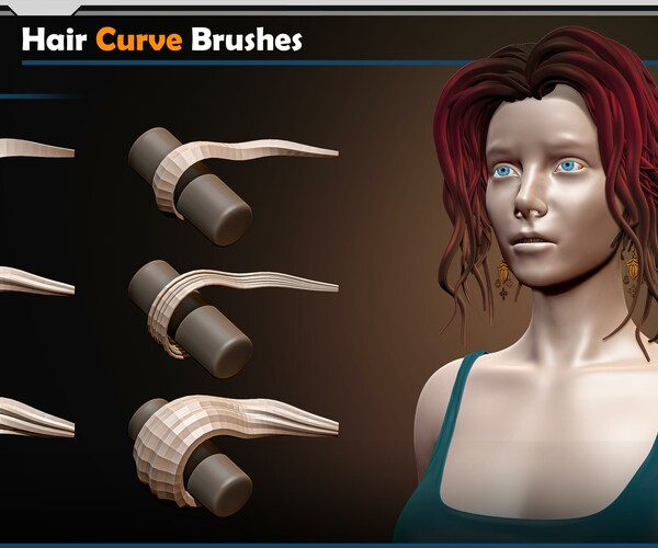 ArtStation - Hair Curve Brushes at Zbrush Vol 01 | Brushes