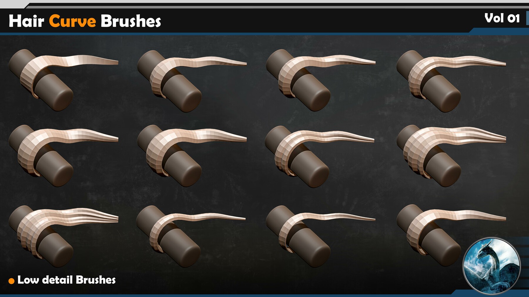 ArtStation - Hair Curve Brushes at Zbrush Vol 01 | Brushes