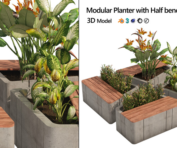ArtStation - Modular Planters with bench | Resources