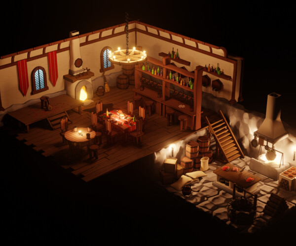 ArtStation - Low poly Tavern asset pack | Game Assets