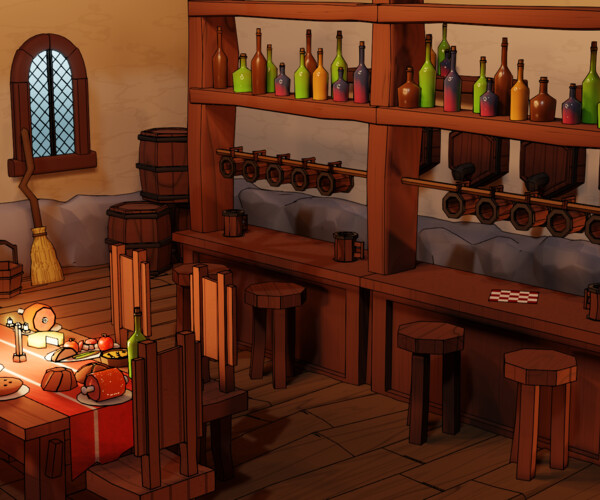 ArtStation - Low poly Tavern asset pack | Game Assets
