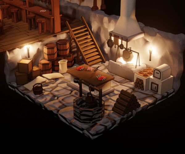 ArtStation - Low poly Tavern asset pack | Game Assets