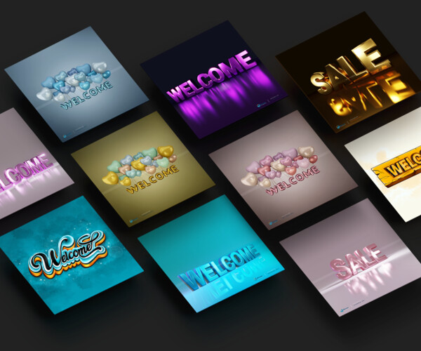ArtStation - 3D Text style (Welcome - Sale - Balloons) with simple ...