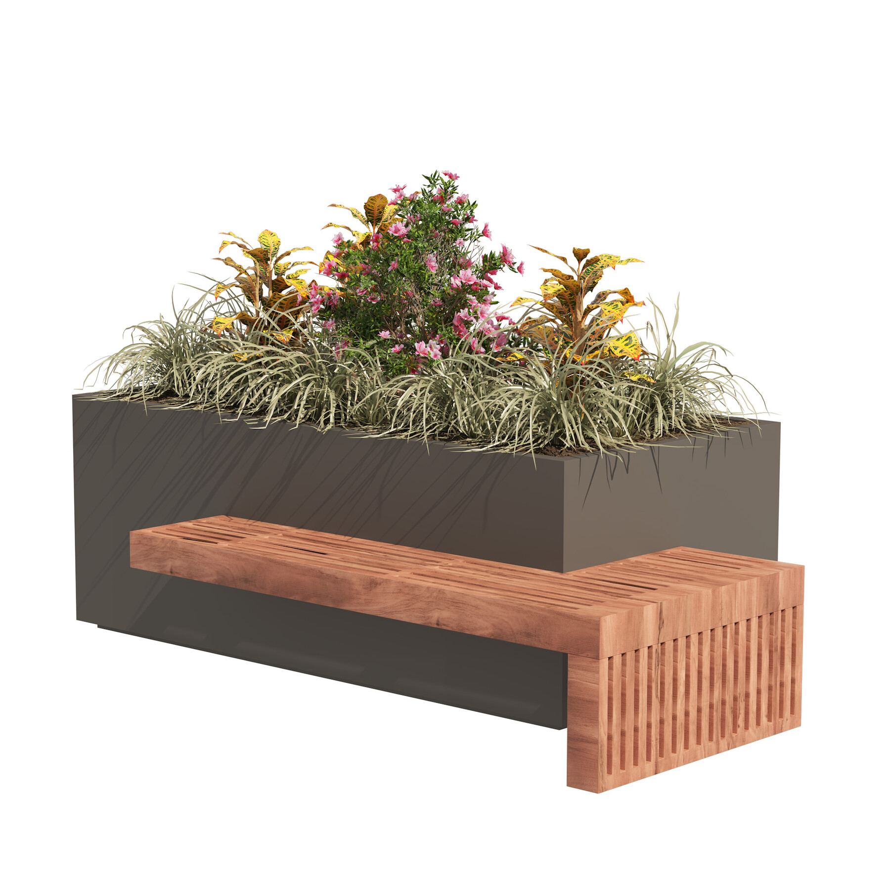 ArtStation - Modern Flowers Planter with Wood Bench | Resources