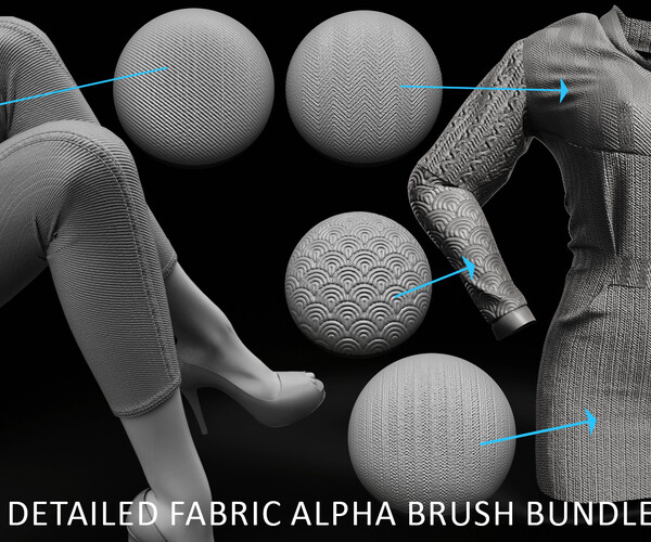 ArtStation - DETAILED FABRIC alpha brush bundle (tilable 2k tiff16bit ...