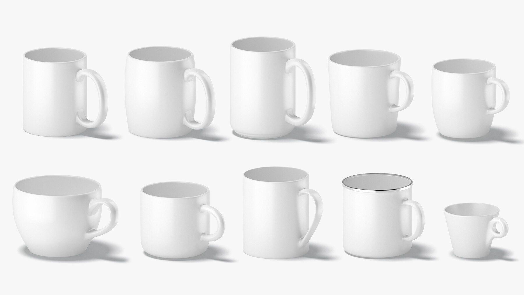 ArtStation - 10 Ceramic Mugs Shapes - white mugs various forms and ...