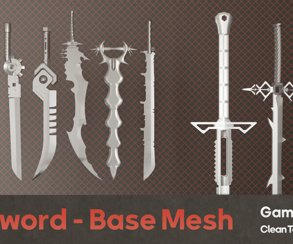 ArtStation - 25 Sword Base Mesh - Vol 02 ( Game Ready ) | Game Assets