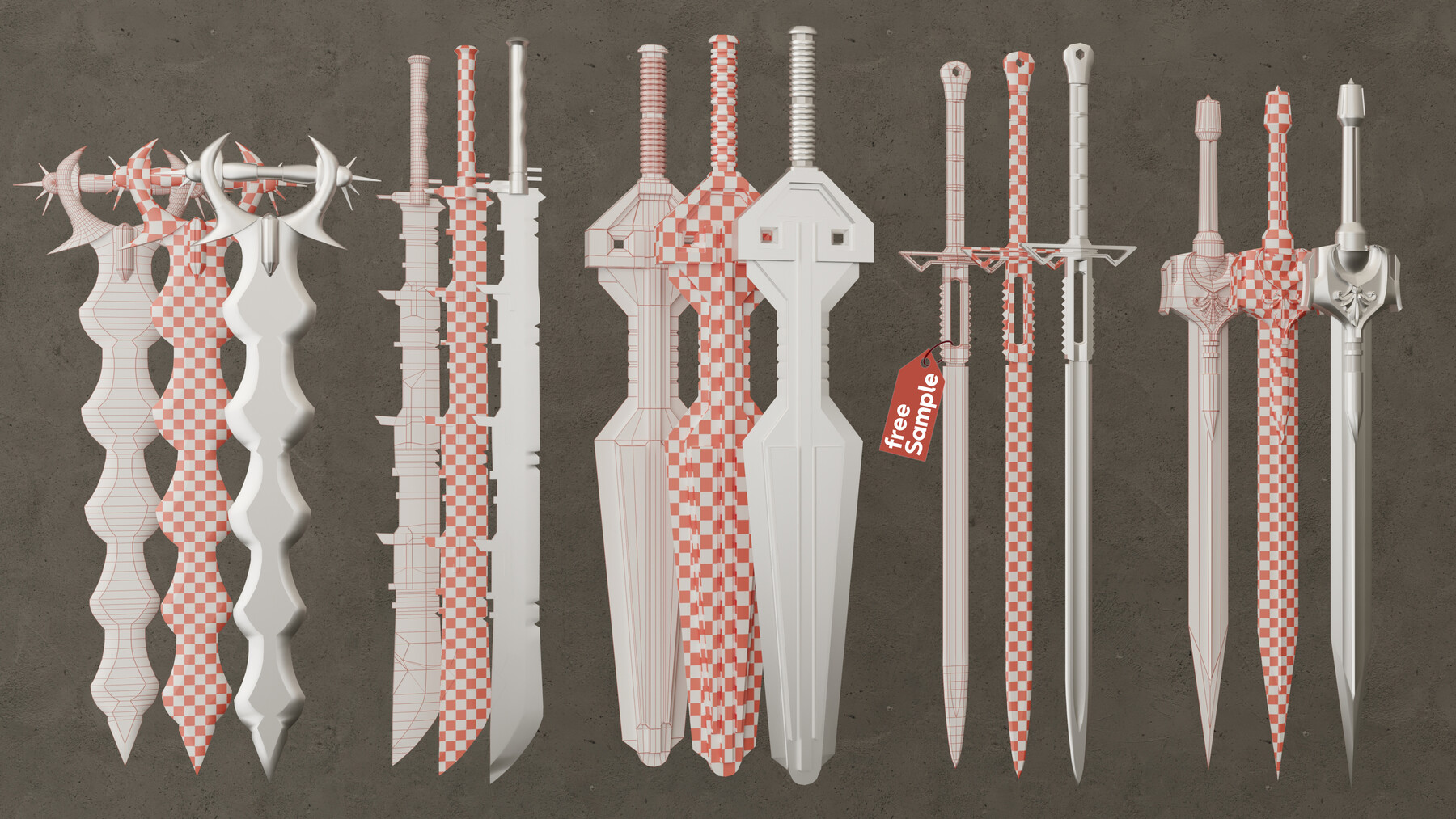 ArtStation - 25 Sword Base Mesh - Vol 02 ( Game Ready ) | Game Assets