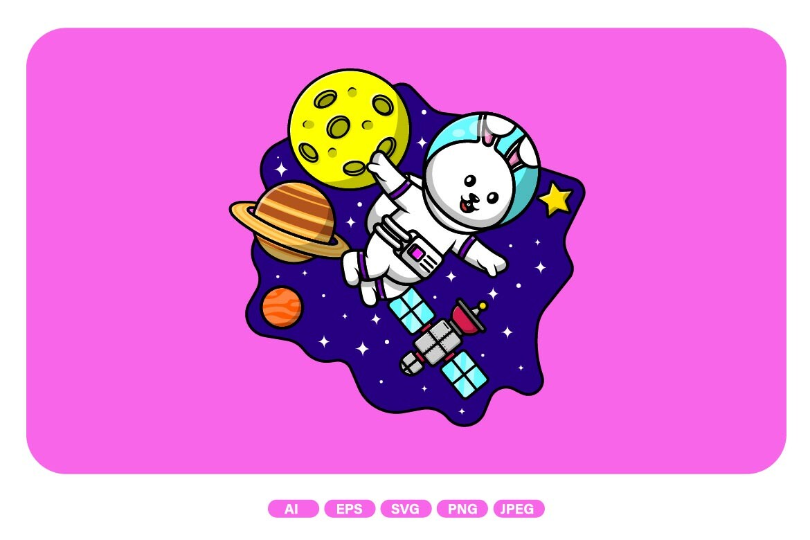 ArtStation - Cute Rabbit Floating In Space Cartoon Vector Icon ...