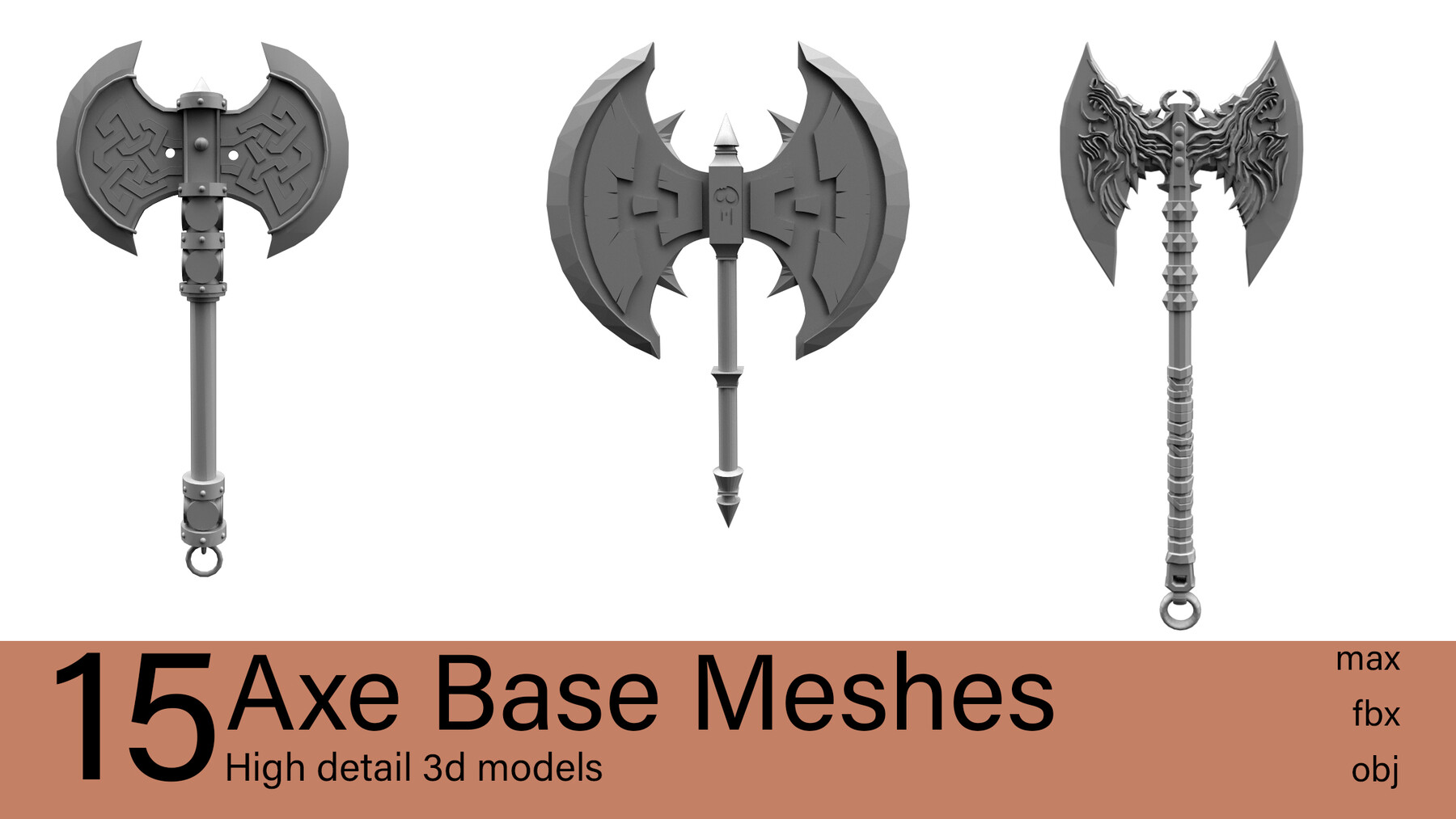 ArtStation - 15 Axe Base Meshes- 3d models-max.fbx.obj | Resources