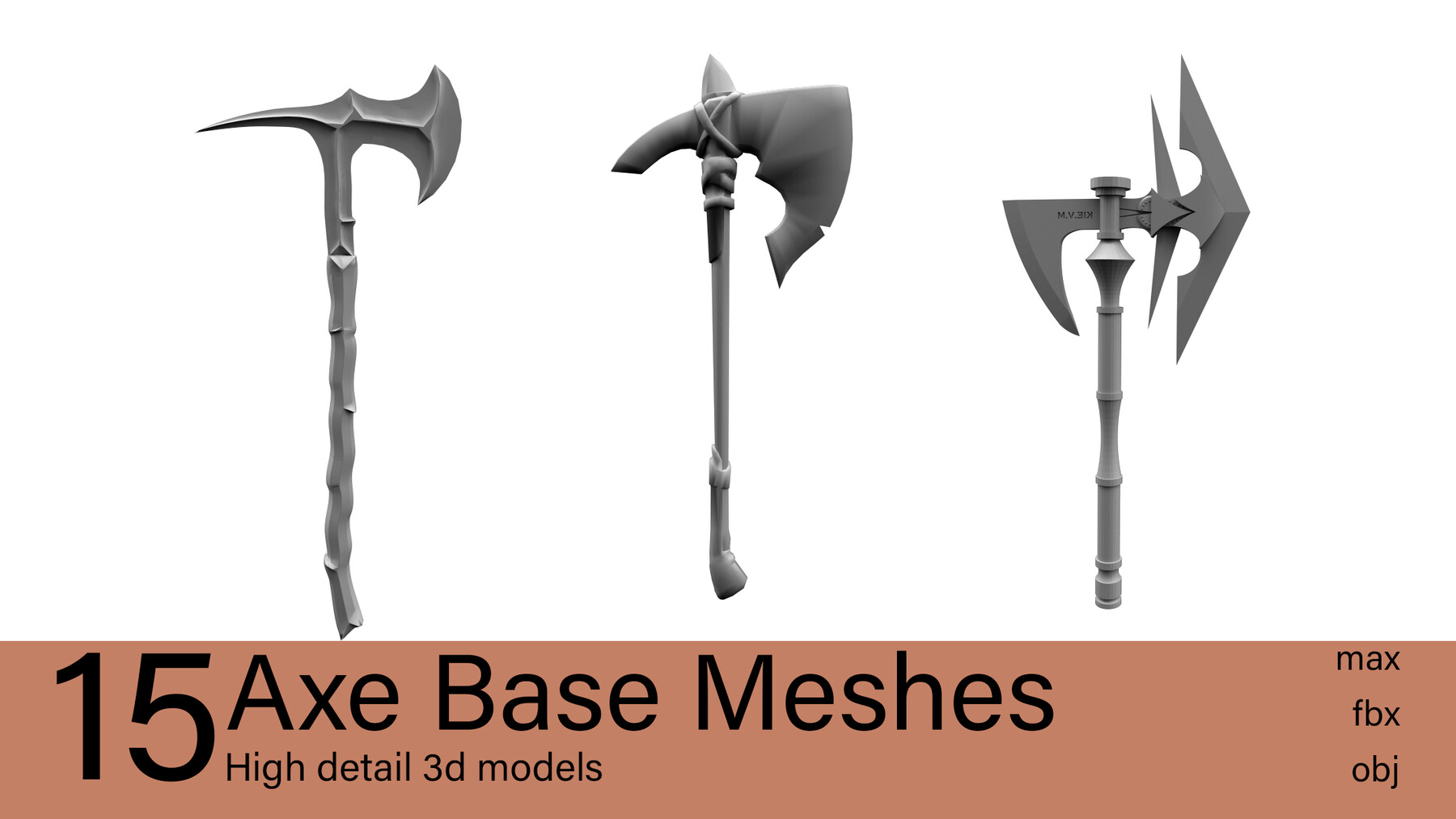 ArtStation - 15 Axe Base Meshes- 3d models-max.fbx.obj | Resources