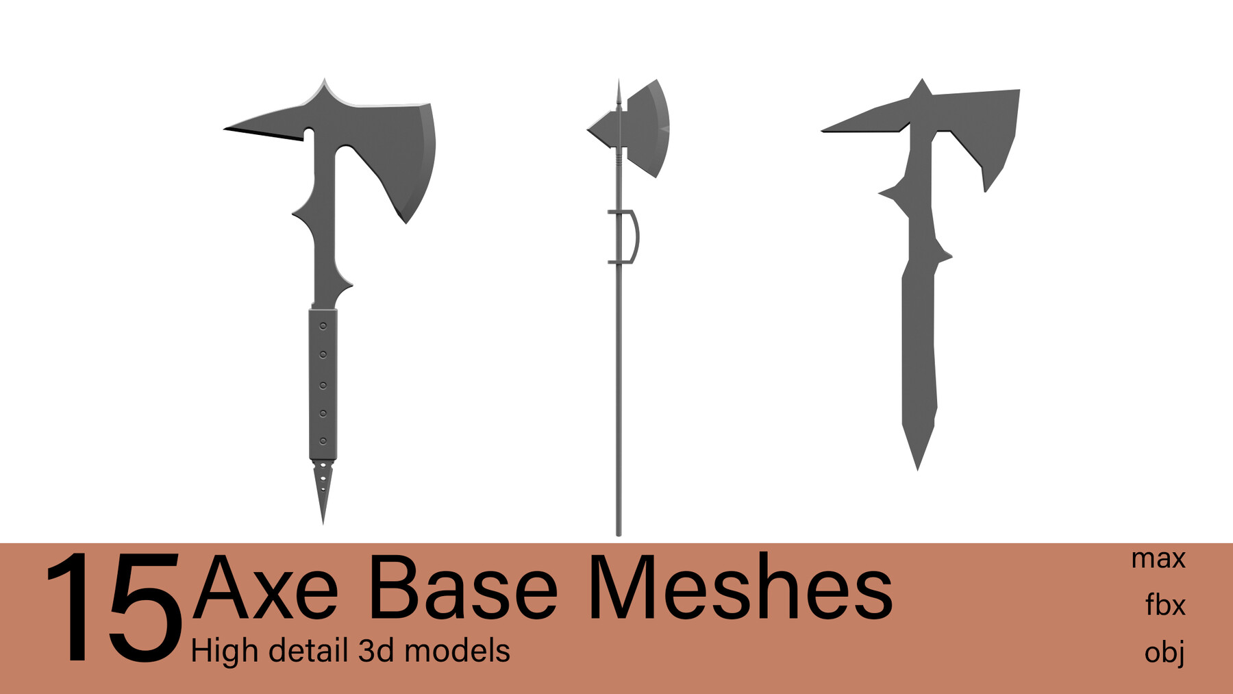 ArtStation - 15 Axe Base Meshes- 3d models-max.fbx.obj | Resources
