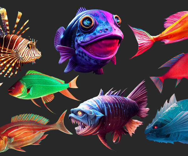 ArtStation - 156 Fantasy Fish | Game Assets