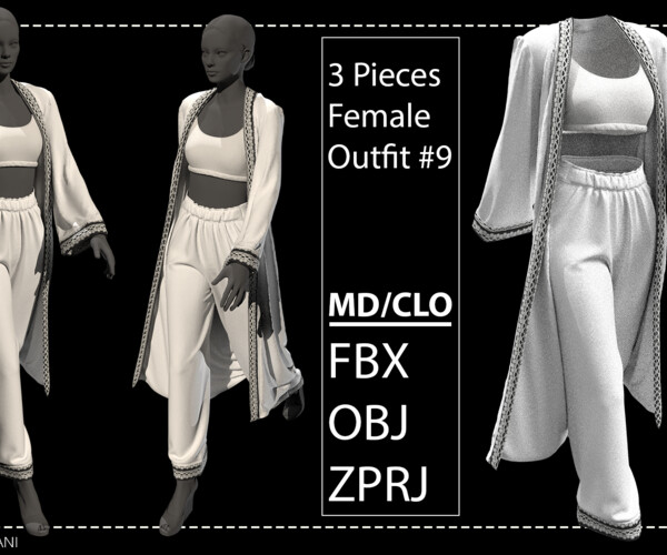ArtStation - 3 Pieces Female Outfit #9 | Game Assets