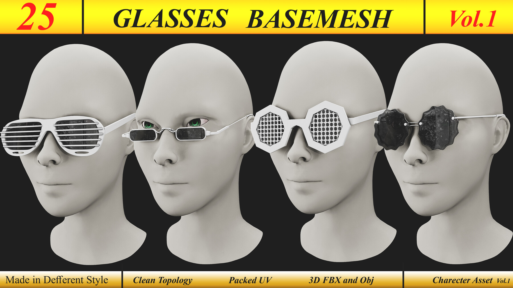 ArtStation - 25 Glasses Base mesh (Vol 1) | Game Assets