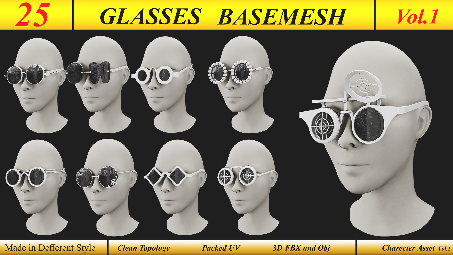 ArtStation - 25 Glasses Base mesh (Vol 1) | Game Assets