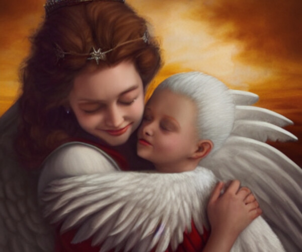 ArtStation - Queen Elizabeth II hugging an angel | Artworks