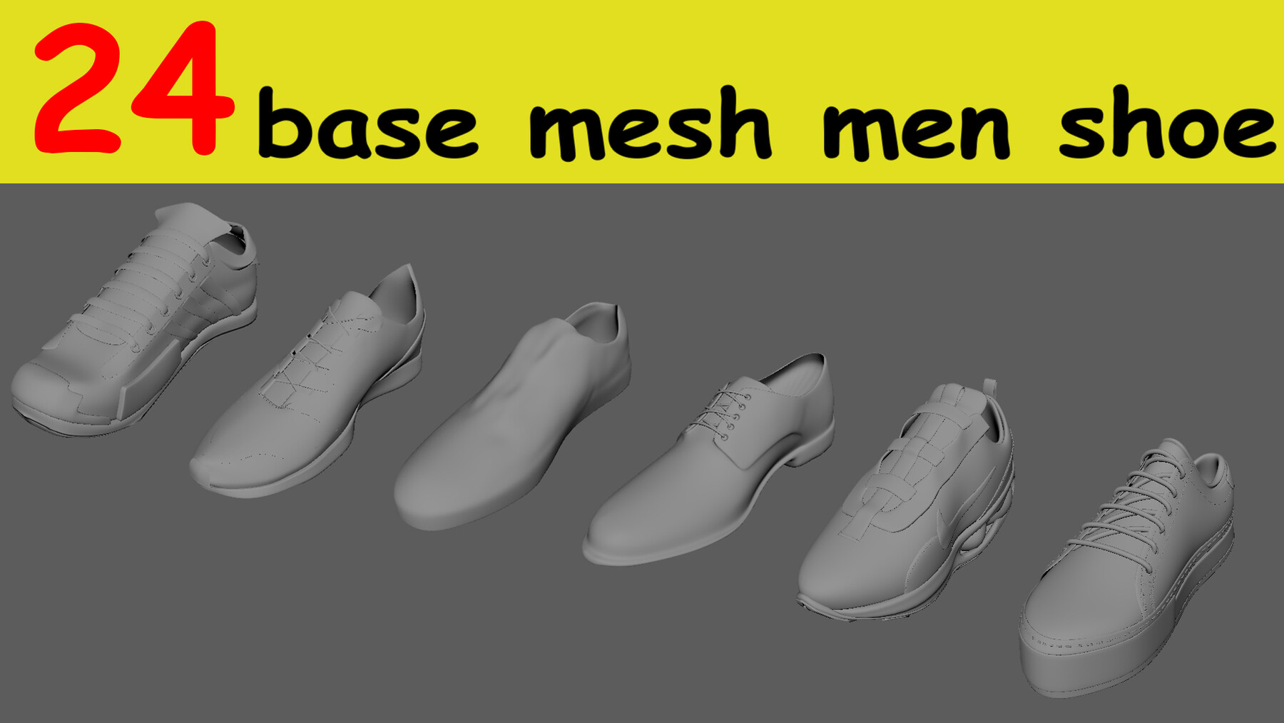 ArtStation - 24 base mesh men shoe | Game Assets