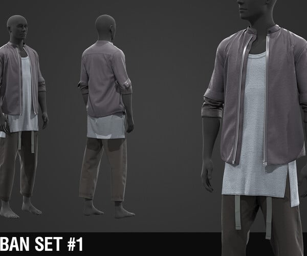 ArtStation - Male urban set #1 / Outfit / Street / Jacket / Bomber / T ...
