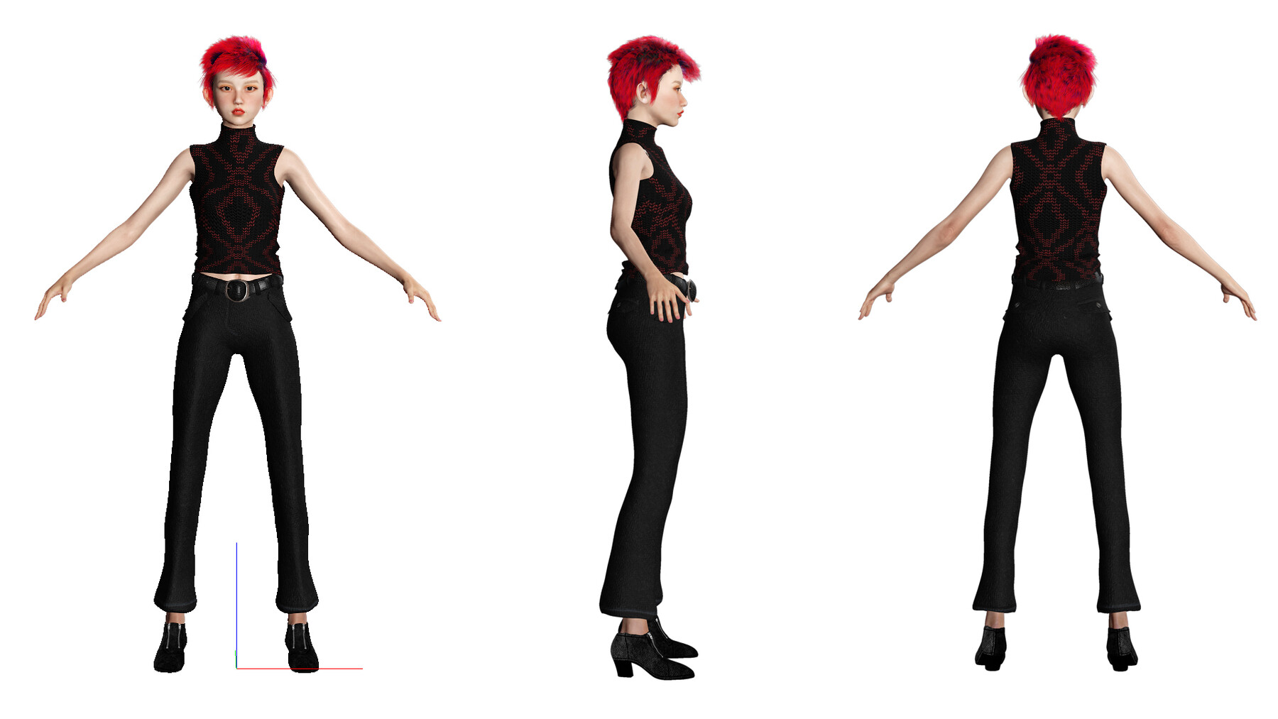Artstation Modular Asian Girl Game Ready Low Poly 3d Model Game Assets